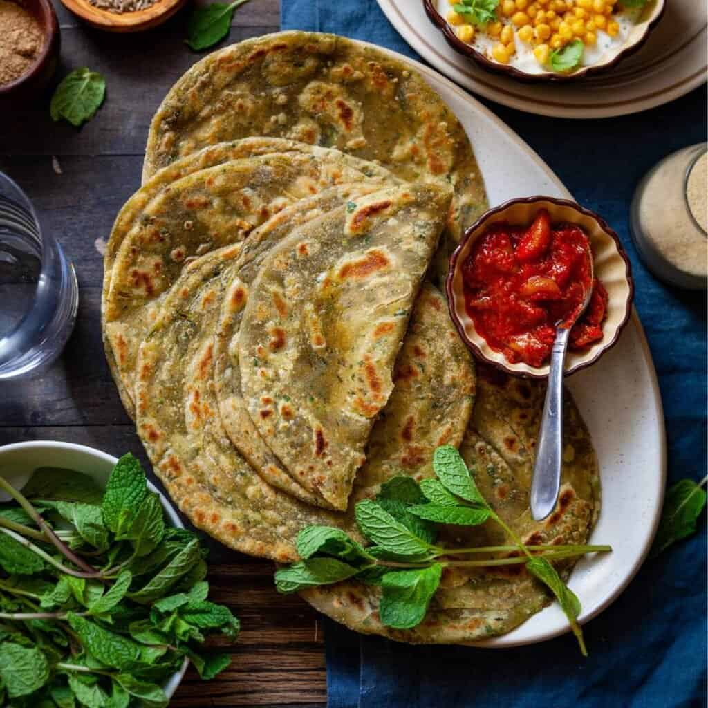 Pudina (Fresh Mint) Paratha - Sinfully Spicy