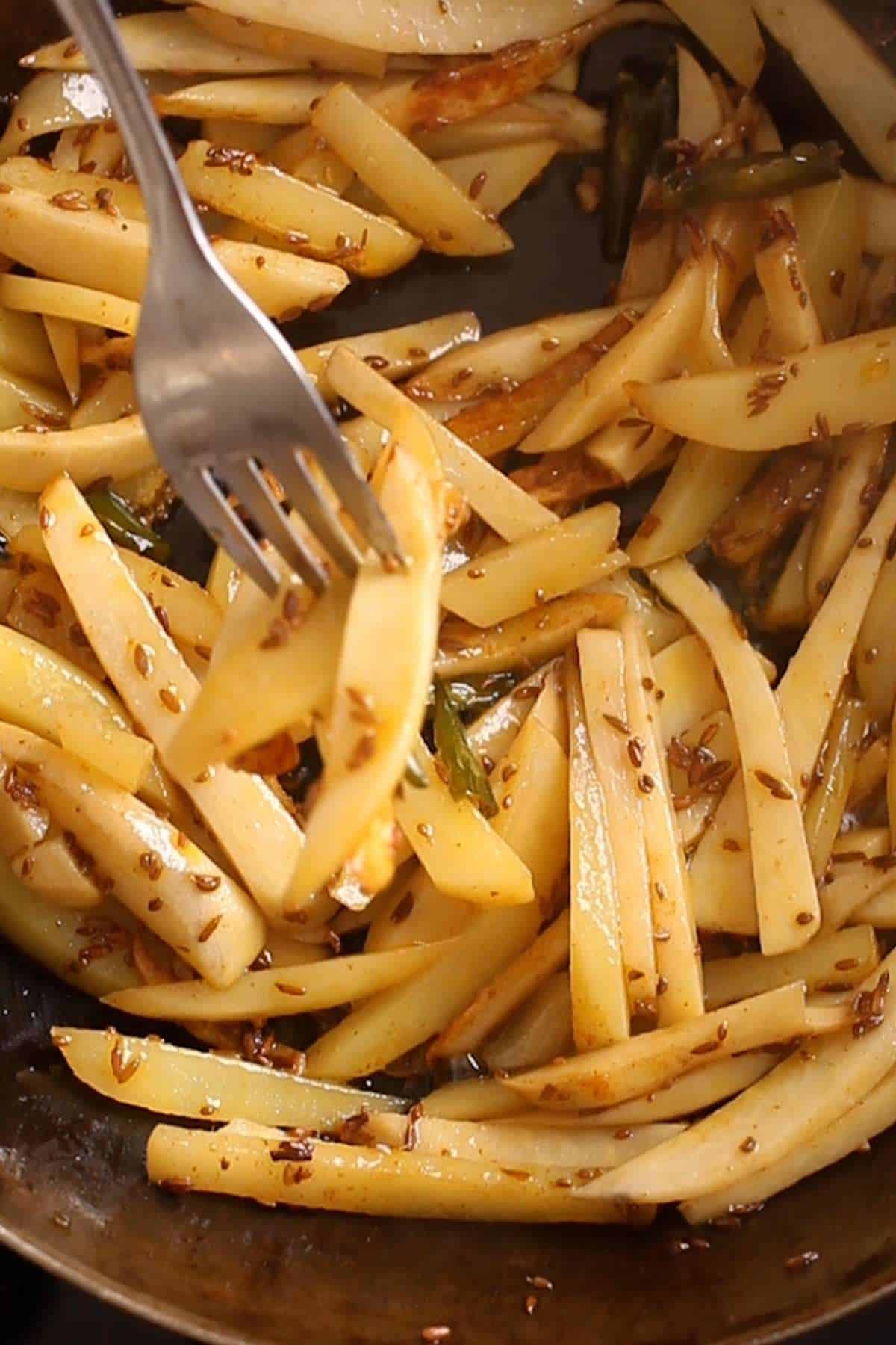 Arbi Ki Sabji (Stir Fried Taro Root) - Sinfully Spicy