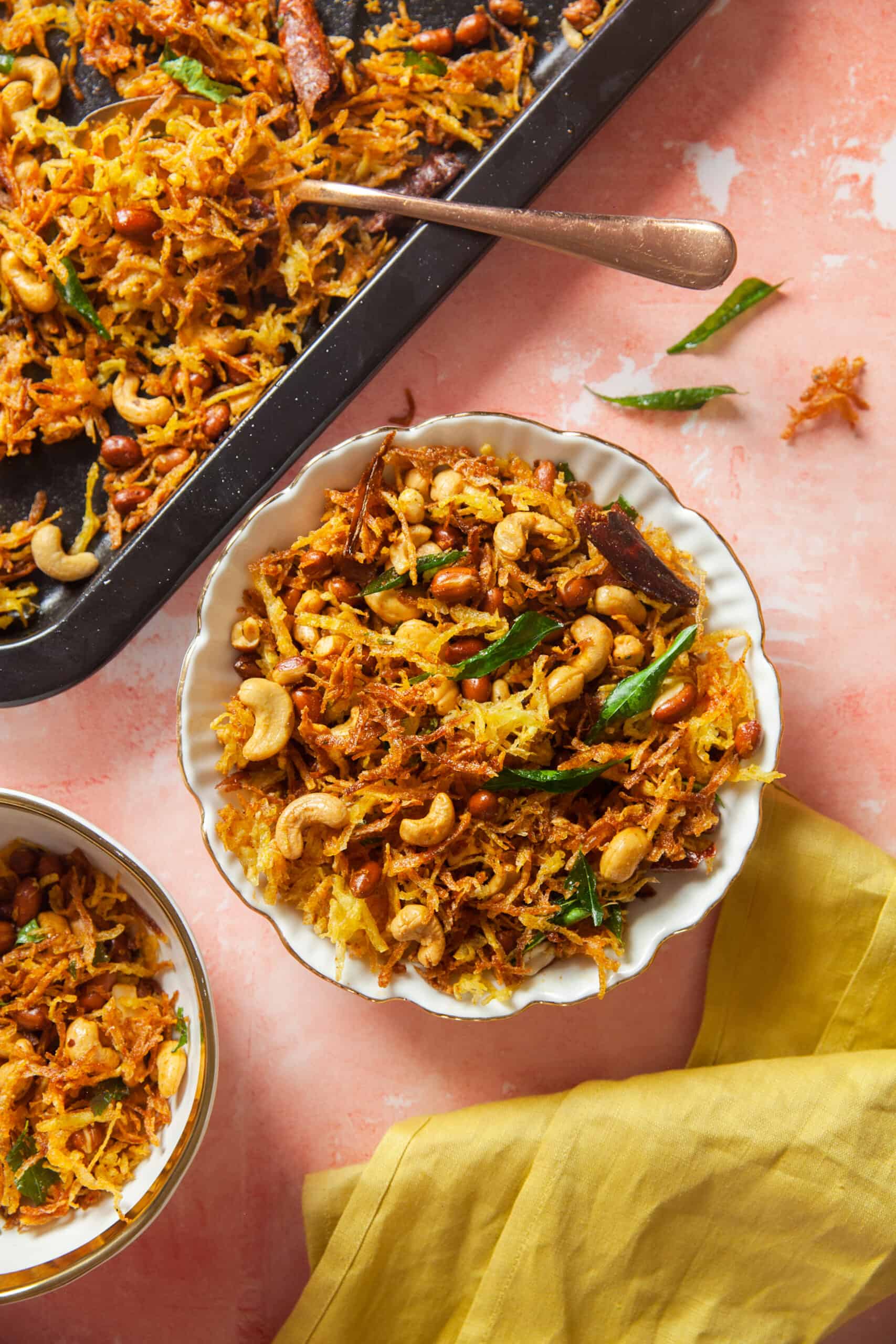 Aloo Lachha Namkeen (Potato Trail Mix) - Sinfully Spicy