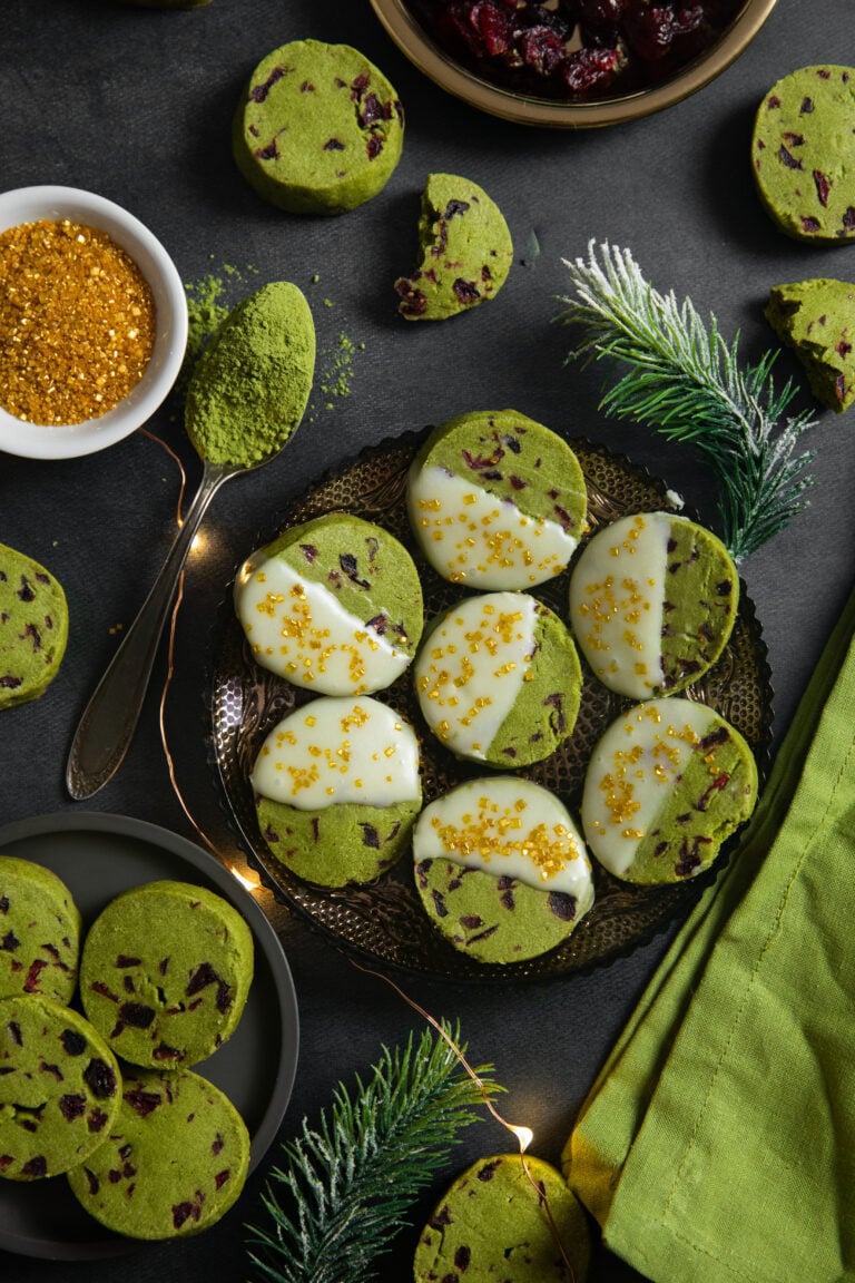 Matcha Cranberry Shortbread - Sinfully Spicy