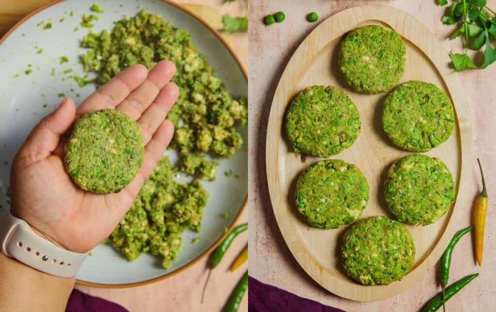 Matar Paneer Tikki Chaat (Peas & Paneer Patties) - Sinfully Spicy