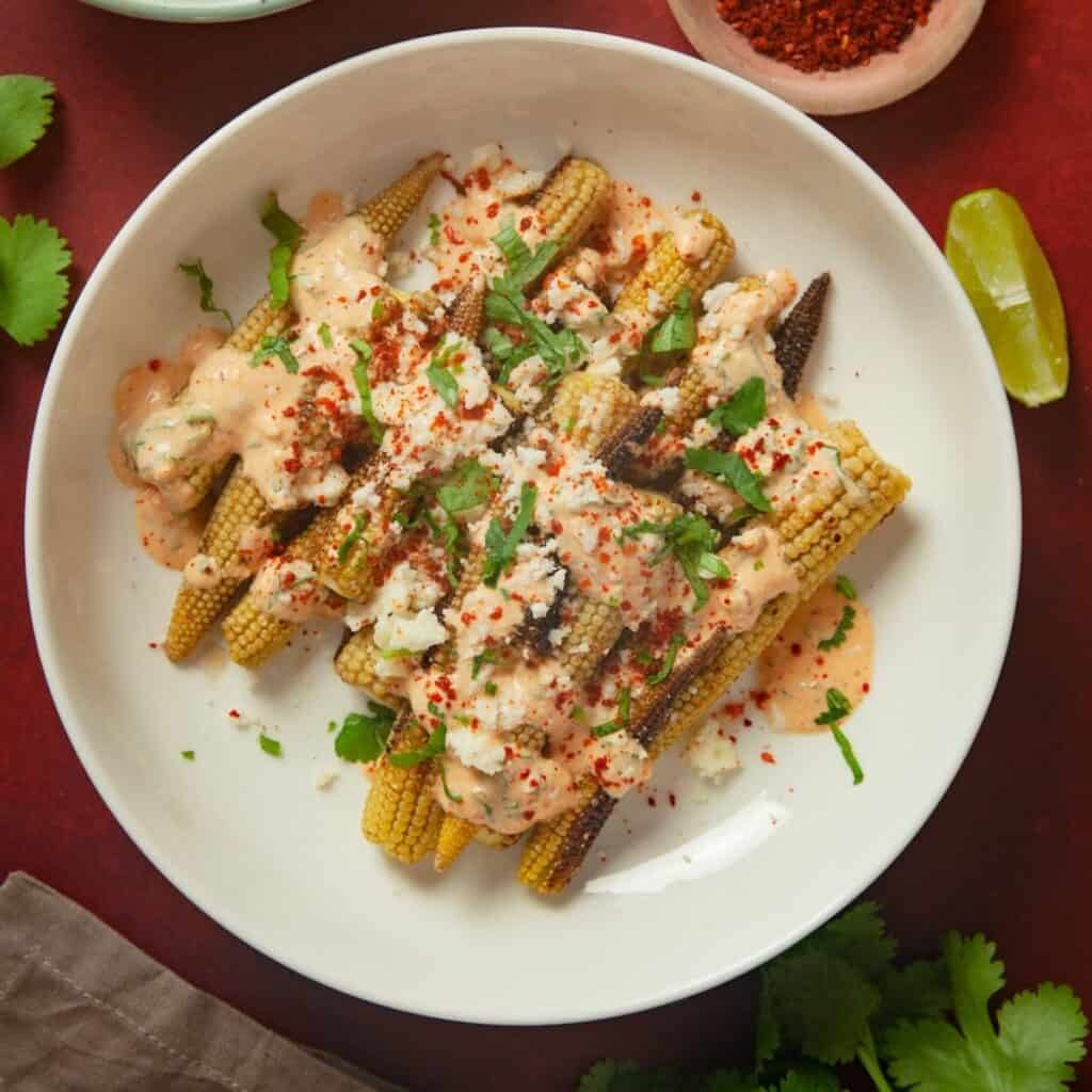 Baby Corn Elote (No Mayo) - Sinfully Spicy