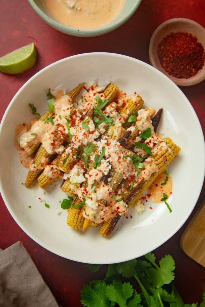 Baby Corn Elote (No Mayo) - Sinfully Spicy