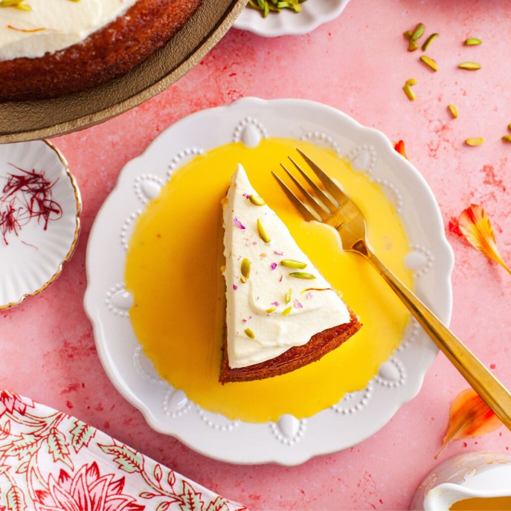 Mango Rasmalai Cake (Eggless) - Sinfully Spicy