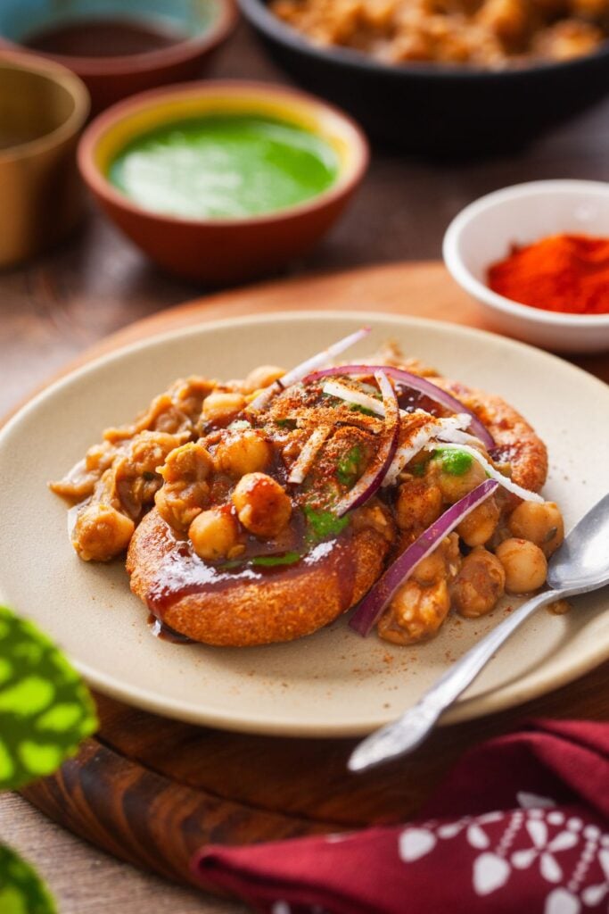 Delhi Style Chole Aloo Tikki Chaat Sinfully Spicy