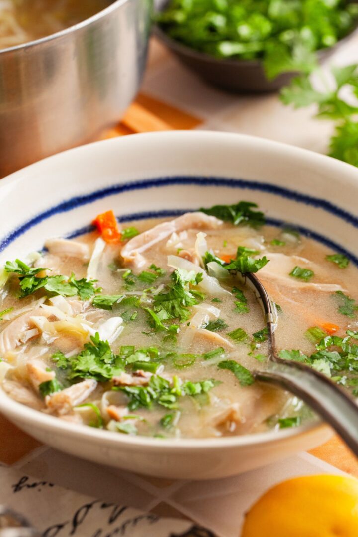 Chicken Soup With Cilantro & Lemon (Light & Brothy) - Sinfully Spicy