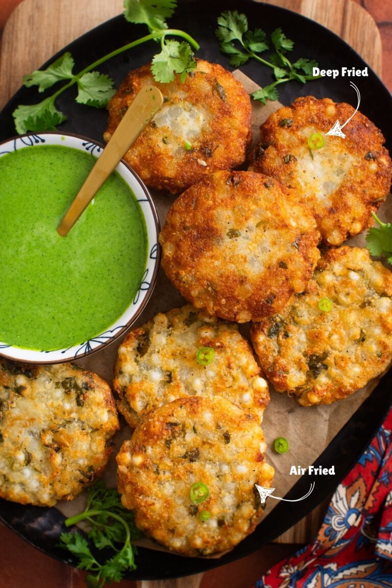 Homemade Sabudana Vada (Deep Fried & Air Fryer Method) - Sinfully Spicy